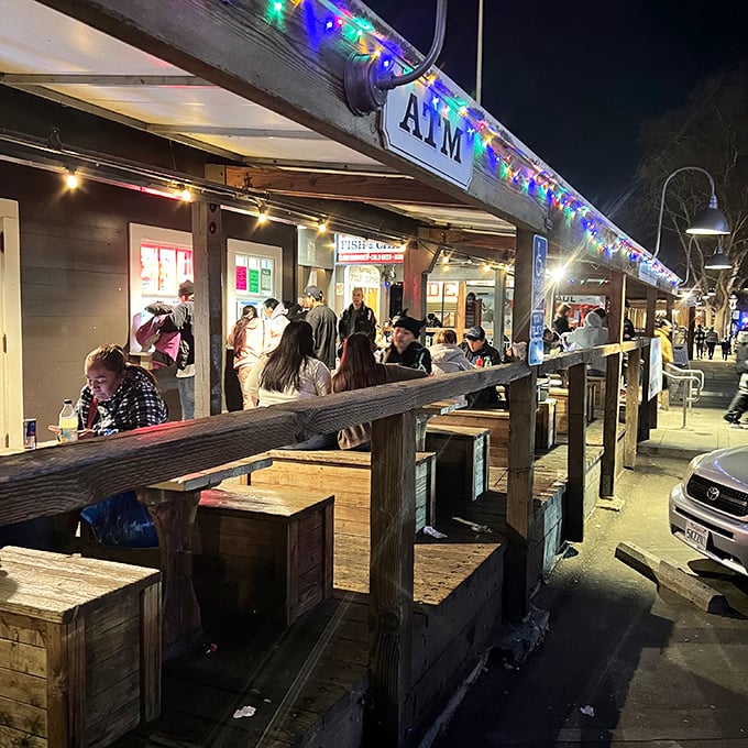 Even at night, the outdoor seating area buzzes with diners who've discovered this Sacramento seafood sanctuary.