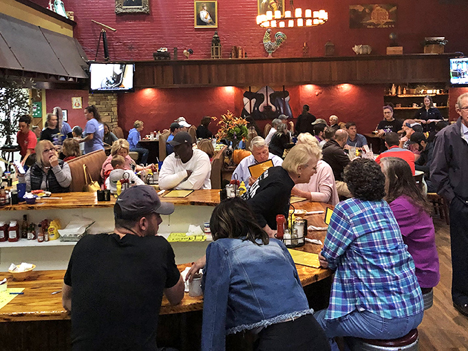 A full house at Josie's&mdash;where strangers become temporary breakfast companions united by the universal language of "pass the hot sauce, please."