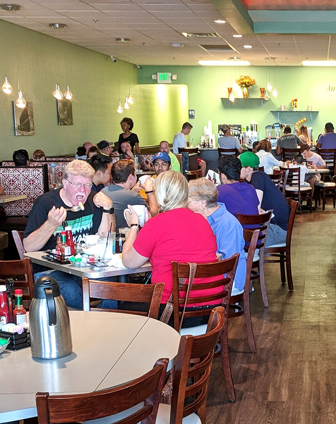 A full house of happy diners proves that word spreads faster than butter on hot pancakes in this neighborhood spot.