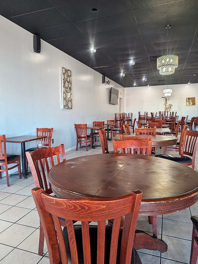 Simple, clean, and welcoming&mdash;this dining room lets the food be the star. Those wooden chairs have heard countless "mmms" and "oh my goodnesses."