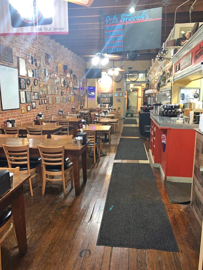 The dining room feels like it's been waiting for you. Those wooden floors have supported generations of happy diners and heard countless Texas tales.