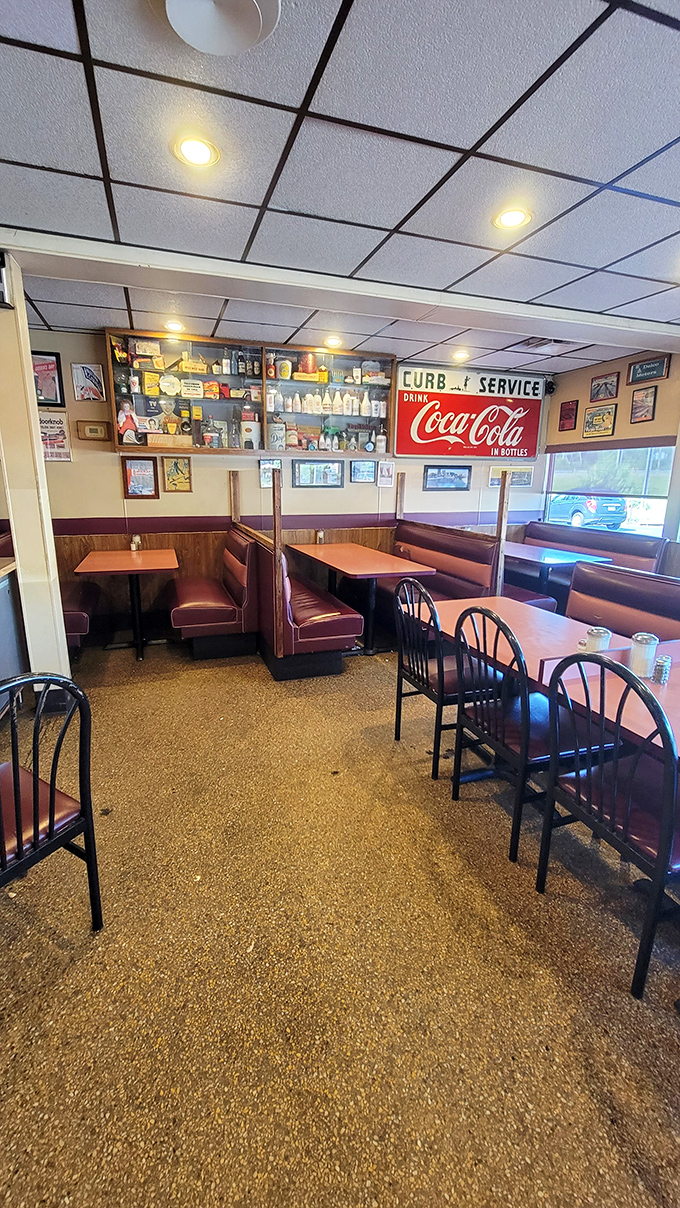 A dining room where time stands still. That vintage Coca-Cola sign isn't retro d&eacute;cor&mdash;it's been there since "retro" was just called "new."