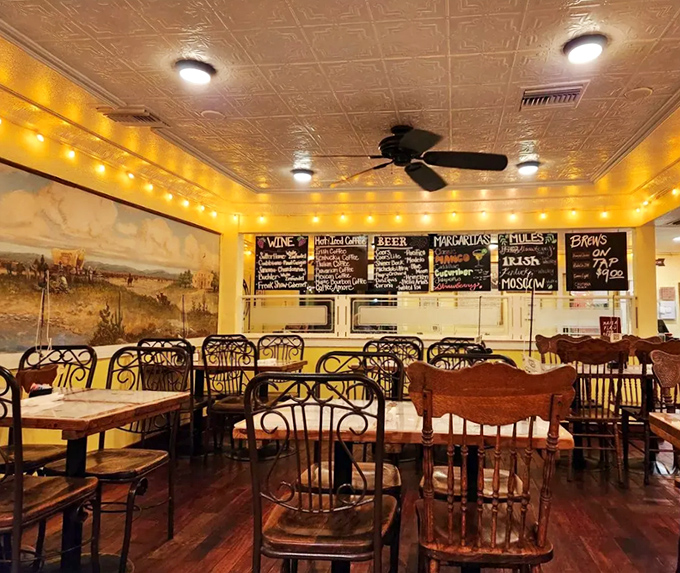 The dining room's warm glow from string lights and chalkboard menus creates that "I've discovered something special" feeling every food lover craves.