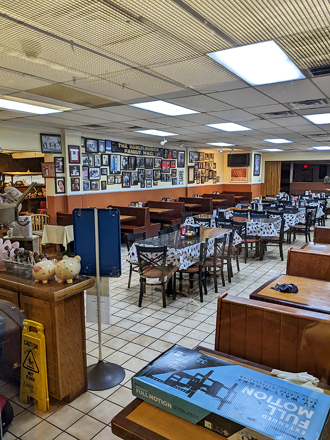 The dining room feels like a community scrapbook come to life, where every booth has hosted countless "Oh my goodness" food moments.