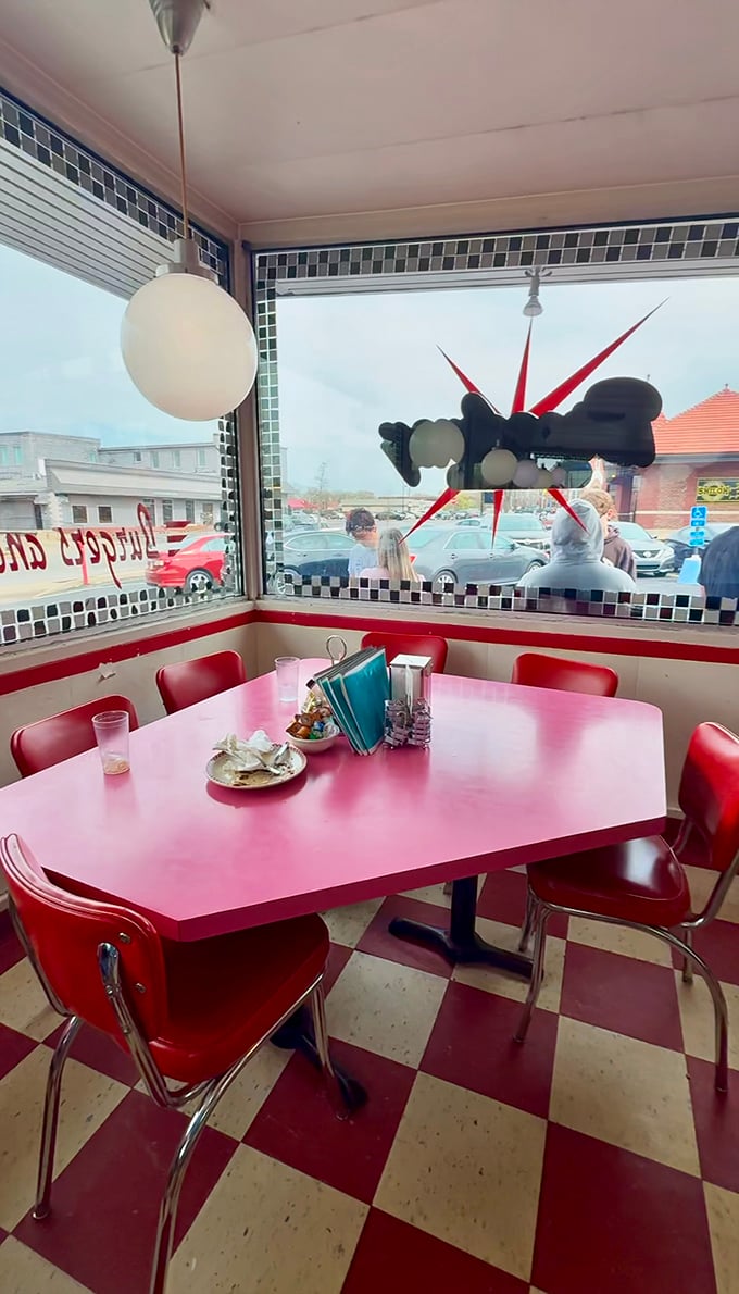 Corner booth seating with a view—where countless Columbia stories have unfolded over coffee and comfort food through the years.