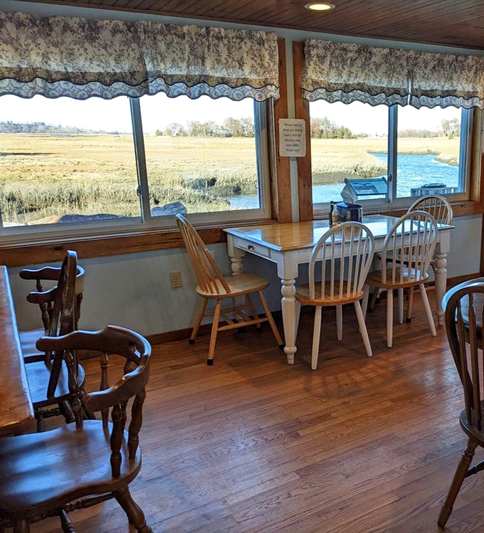 Window seats with marsh views that rival the food for your attention. Nature's dining room with a side of New England charm.