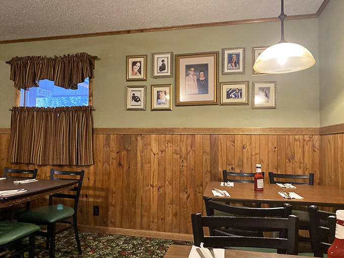 Family photos line the walls, telling silent stories of generations who've gathered around these tables for memorable meals.