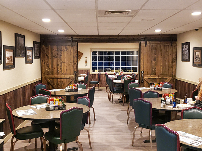 Rustic wood paneling and comfortable seating create the perfect backdrop for food-induced happiness. No pretension, just satisfaction guaranteed.