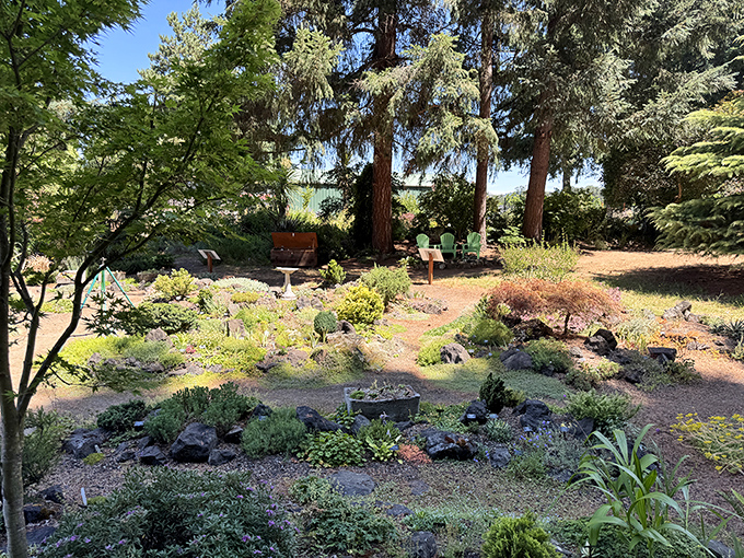 Discovery Garden showcases drought-resistant landscaping that proves retirement gardens can be both beautiful and low-maintenance.