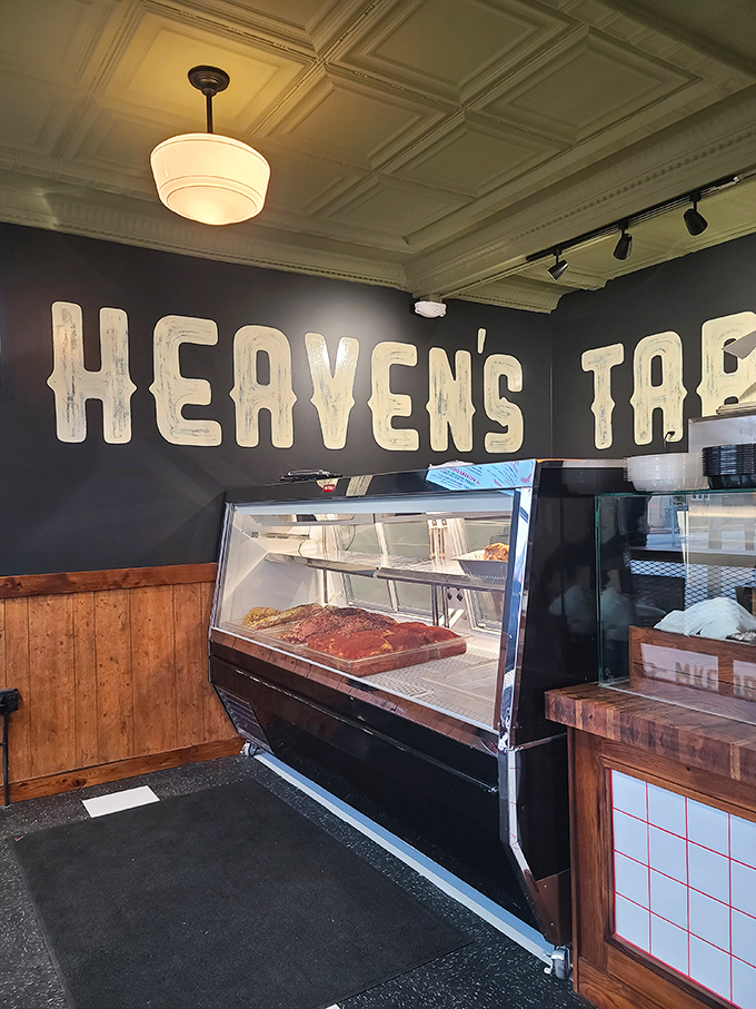 The meat display case – where barbecue dreams materialize before your eyes. Like a jewelry counter, but the gems are edible and significantly more satisfying.