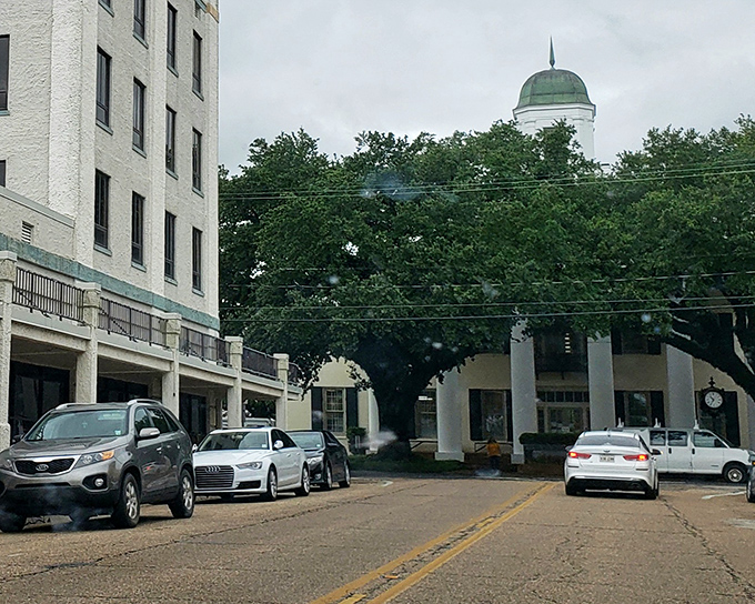 The church steeple watches over downtown like a benevolent guardian, its distinctive dome visible from nearly every corner of Abbeville.