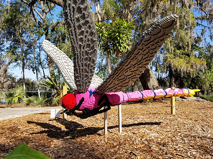 Not your average garden pest&mdash;this LEGO dragonfly sculpture proves that art and nature make surprisingly compatible roommates.