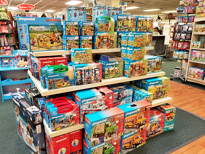 Dunham's Department Store display reminds us of a time when toys required imagination instead of software updates and charging cables.