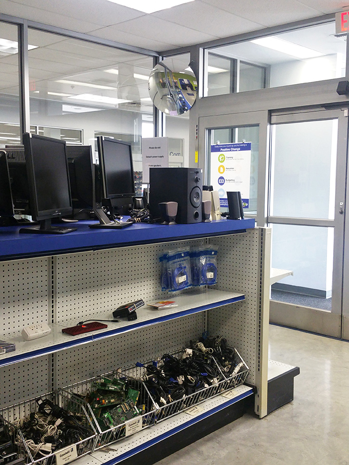 The electronics section: digital archaeology at its finest, where yesterday's cutting-edge technology awaits brave souls willing to gamble on "gently used" gadgets.