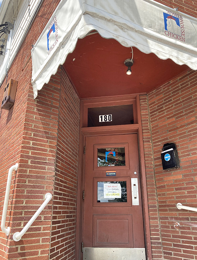 The entrance to chicken paradise &ndash; simple, straightforward, and promising no frills except those attached to perfectly fried wings.