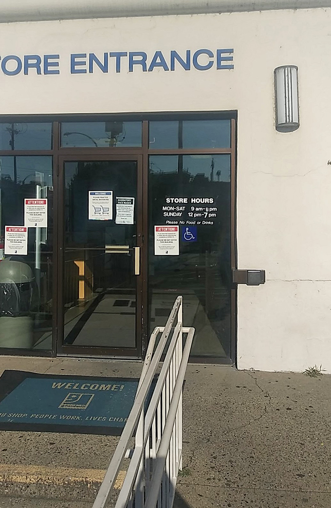 The entrance to adventure! Store hours posted for those who plan ahead, but spontaneous treasure hunters are equally welcome.