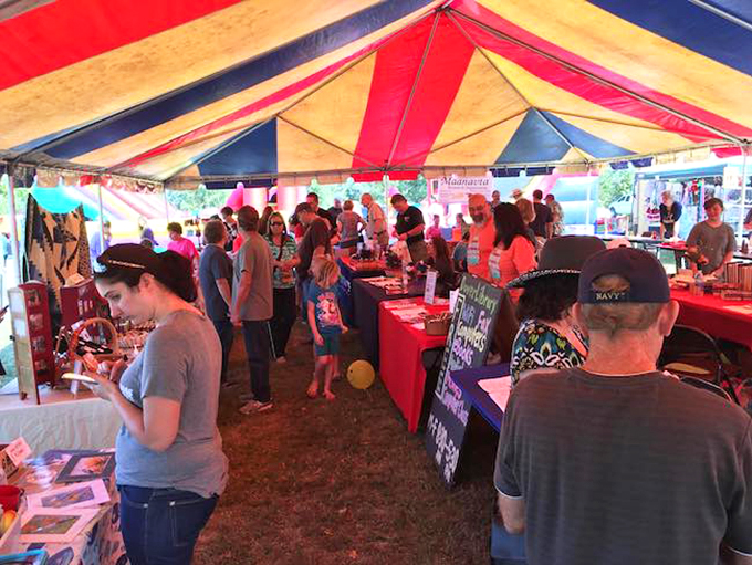 Under colorful tents, festival vendors create the temporary shopping malls where small-town treasures and handcrafted memories are just waiting to be discovered.