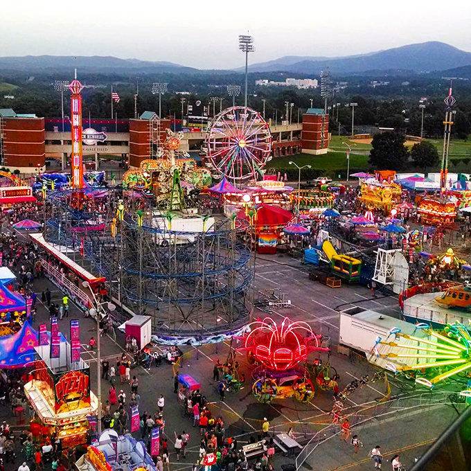 Sometimes small towns throw the best parties, complete with rides that light up the mountain night.