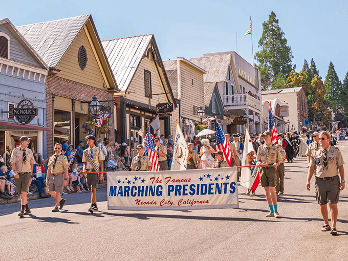 The Famous Marching Presidents parade showcases Nevada City's quirky charm, where history comes alive through community celebration and civic pride.