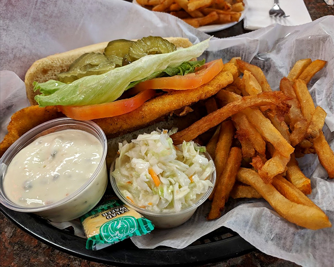A fish sandwich that doesn't need fancy aioli or microgreens to impress&mdash;just honest cooking and sides that remind you what fries should taste like.