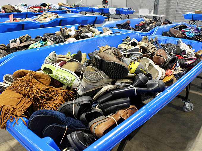 Footwear fantasyland where Cinderella would shop if she were on a budget. One person's castoffs become another's perfect fit.