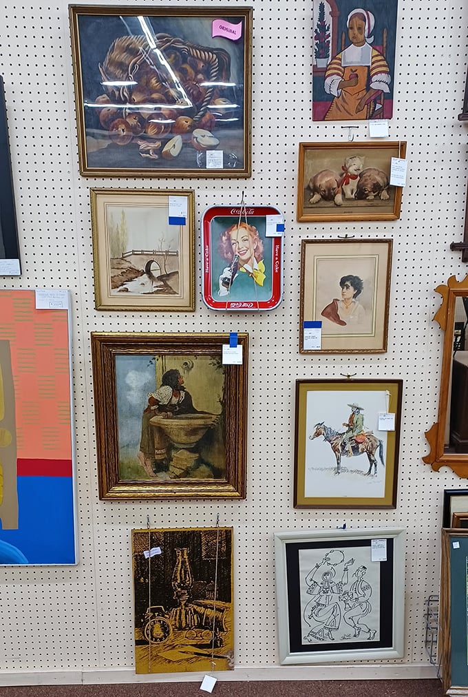 Gallery walls before Instagram existed, featuring art that actually required brushes and talent.