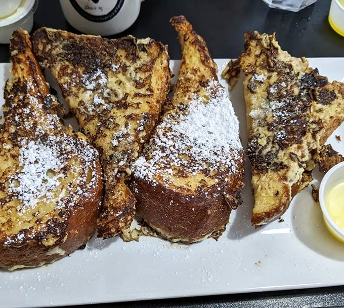 French toast that's crossed the line from breakfast to dessert and is showing no signs of returning &ndash; not that anyone's complaining.