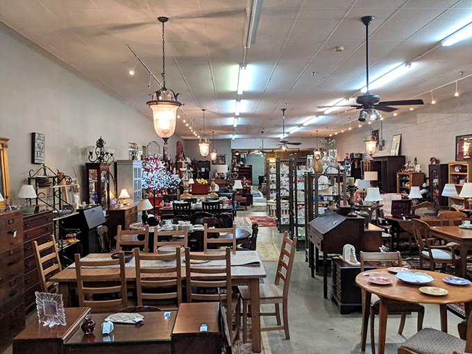 "Furniture arranged in thoughtful vignettes helps you envision possibilities. That dining set has hosted more interesting conversations than your current one."