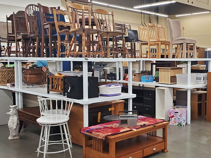 Furniture finds stacked with possibility&mdash;that wooden coffee table could be the vintage centerpiece your living room has been missing.