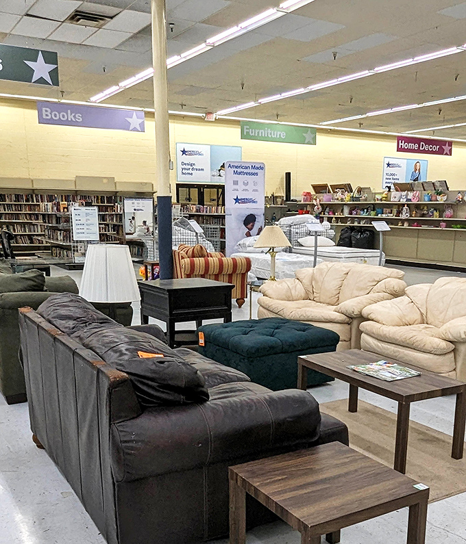 The furniture section resembles a cozy living room showroom, minus the pushy salespeople and heart-stopping price tags.