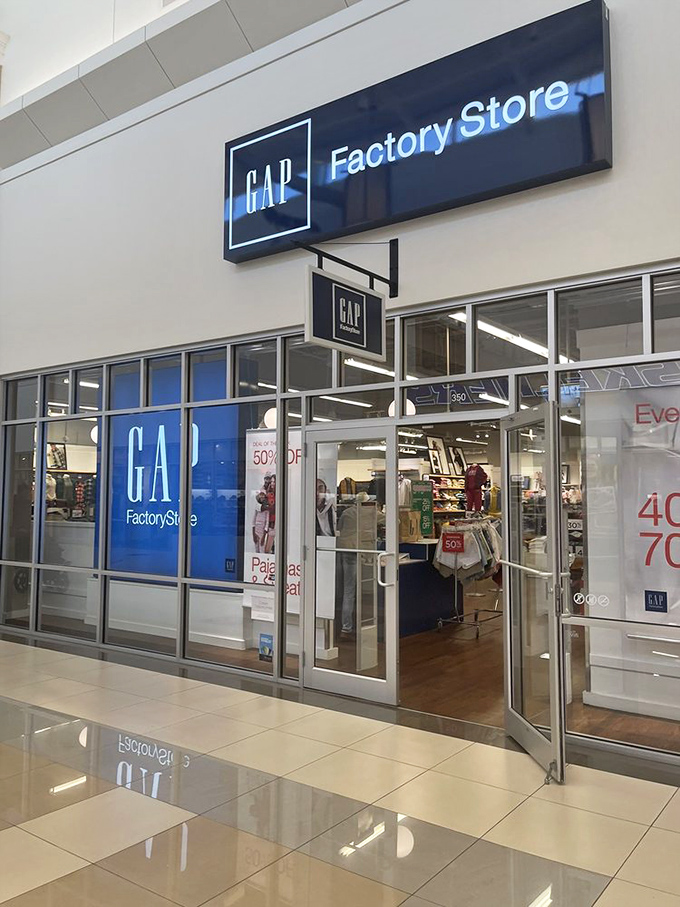 GAP's clean, minimalist aesthetic extends from their store design to their clothing. Simple, classic, and perpetually 50% off.