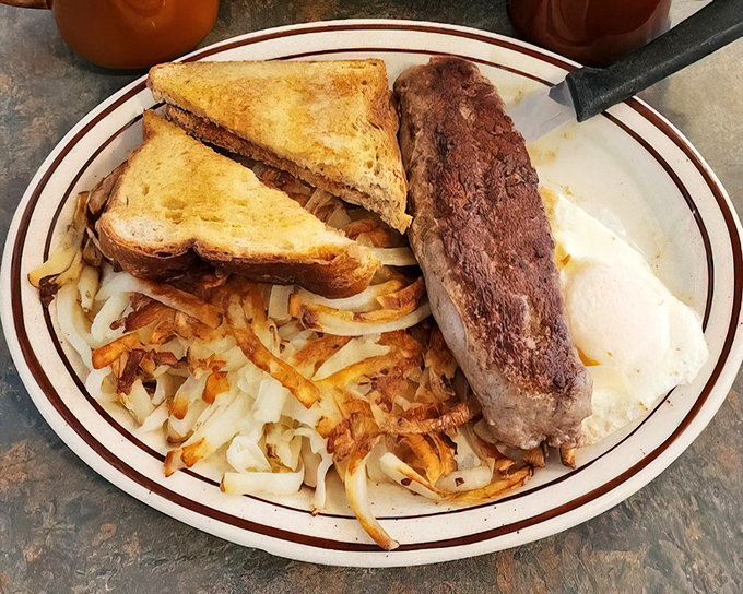 Garlic sausage, eggs, and hash browns&mdash;the breakfast that fueled pioneers and still powers locals through Nebraska winter mornings.
