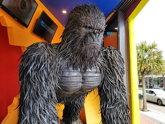 This imposing gorilla sculpture gives King Kong vibes without the Empire State Building drama. Impressive without being the least bit subtle.