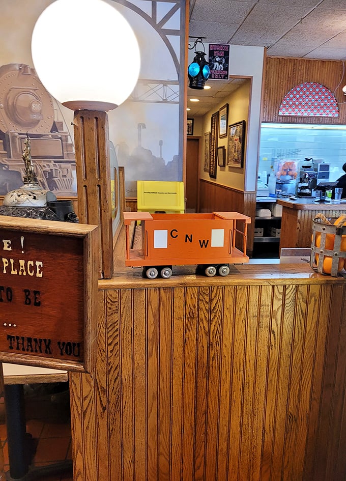 Even the host station gets the train treatment, because if you're going to commit to a theme, commit fully.