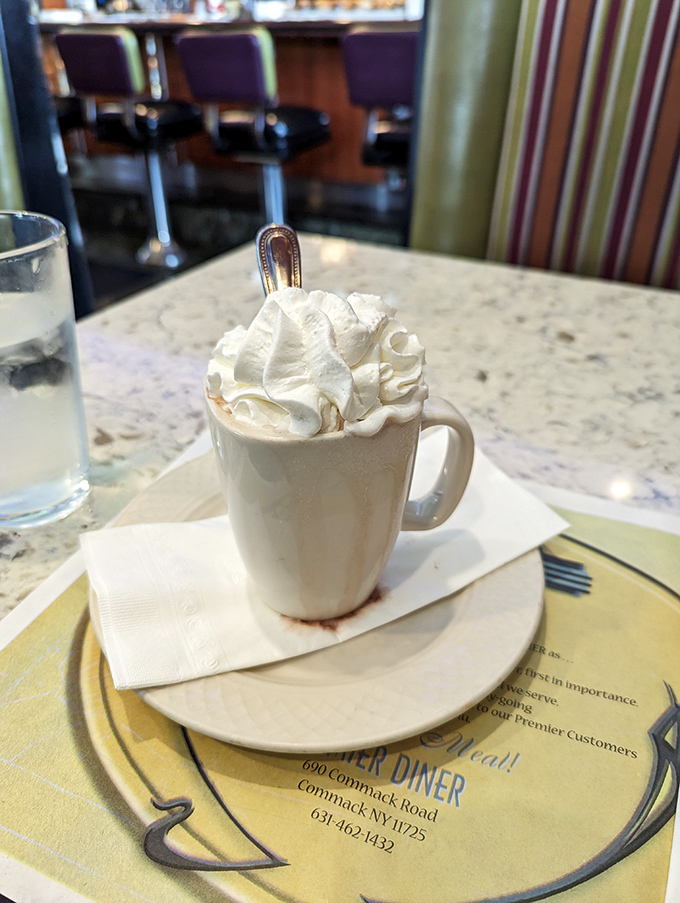 Hot chocolate crowned with whipped cream, proving that childhood favorites never really leave us.