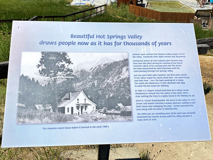 A historical marker reveals the valley's storied past, proving people have been seeking these healing waters since long before "wellness retreats" were trendy.