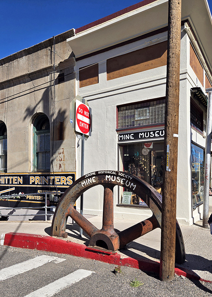 The Mine Museum announces its purpose with industrial-strength subtlety, using actual mining equipment as the world's most authentic welcome sign.