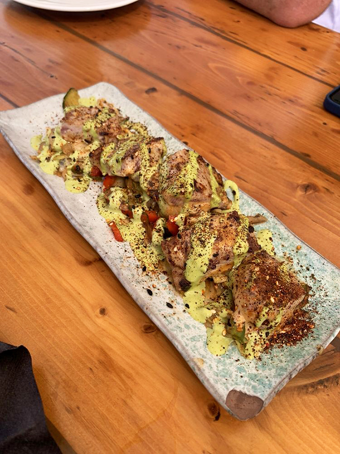 Tuna with an attitude and a passport stamp from Seoul. The vibrant sauce and perfect sear create a dish that's both art installation and flavor explosion.