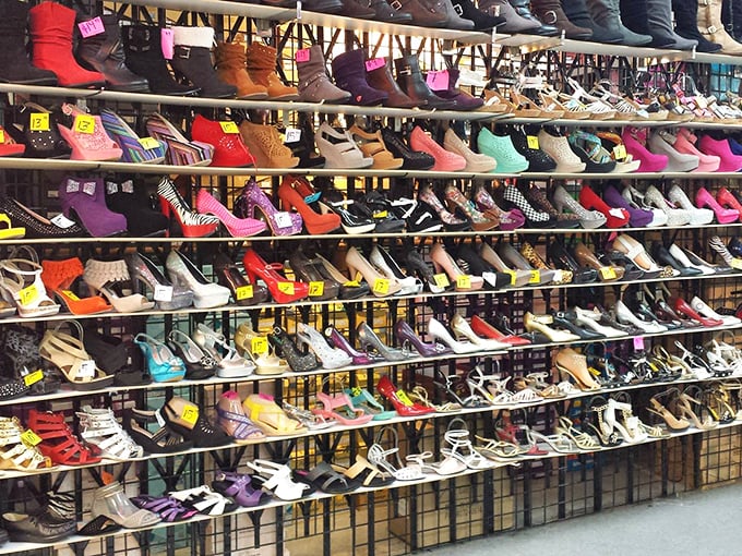 A shoe display so extensive it requires its own zip code. Every color of the rainbow and then some&mdash;footwear fantasies fulfilled.