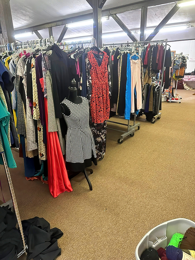 Dress department that rivals vintage boutiques at a fraction of the price. That red number would turn heads at your next reunion.