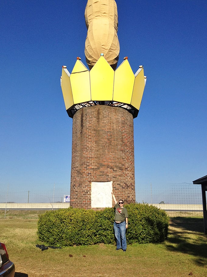 The crown proclaims Georgia's peanut supremacy for all interstate travelers to see. It's not bragging if you can back it up with actual peanut production.