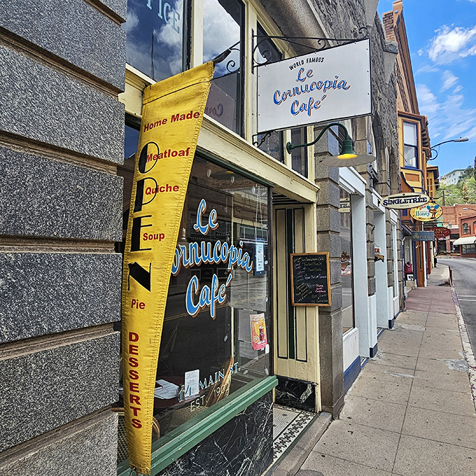 Le Cornucopia Caf&eacute;'s charming sidewalk presence promises homemade comfort food that would make your grandmother both proud and slightly jealous.