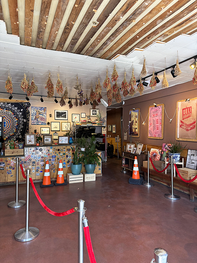 Rustic wooden ceiling beams and hanging dried herbs create an atmosphere that's part modern eatery, part old-world charm, and entirely focused on flavor.