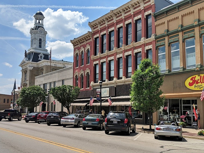 Downtown Greenville's colorful storefronts and historic buildings create a vibrant streetscape where parking is plentiful and usually free – a retiree's dream come true.