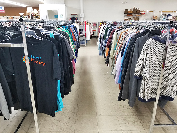 The clothing forest where vintage tees and modern styles coexist peacefully. That Summit Dreamcamp shirt has stories to tell!