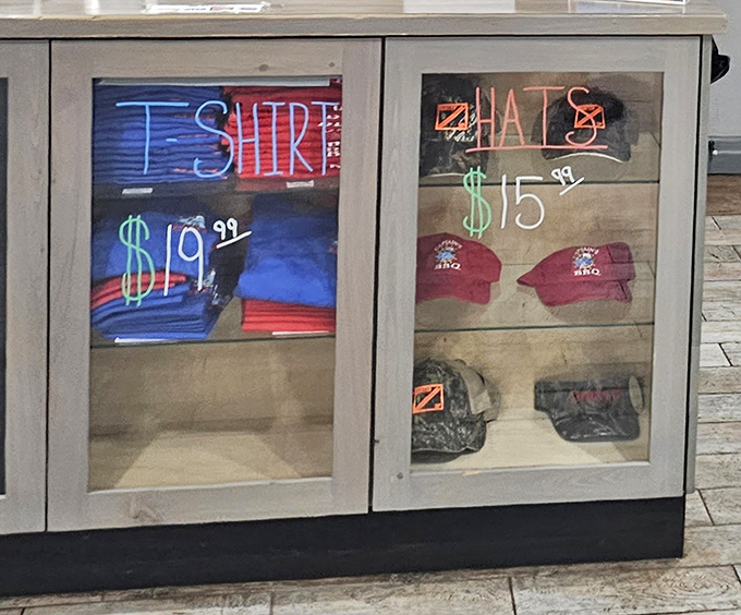 Even the merchandise display says, "Yes, you'll want to remember this place" – because t-shirt calories don't count.