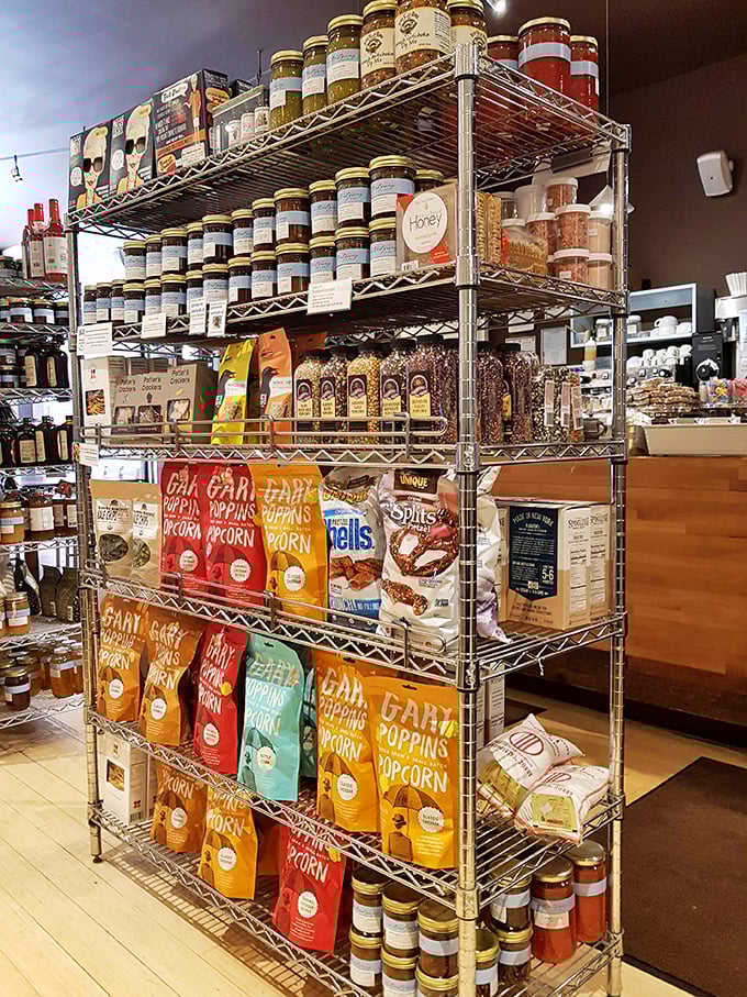 Colorful packages of Gary Poppins popcorn stand at attention alongside jars of preserves&mdash;edible souvenirs that beat refrigerator magnets any day.