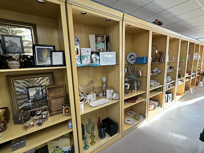 A gallery of potential conversation pieces for your home. These shelves are like a museum where everything's for sale&mdash;no velvet ropes or "do not touch" signs here.