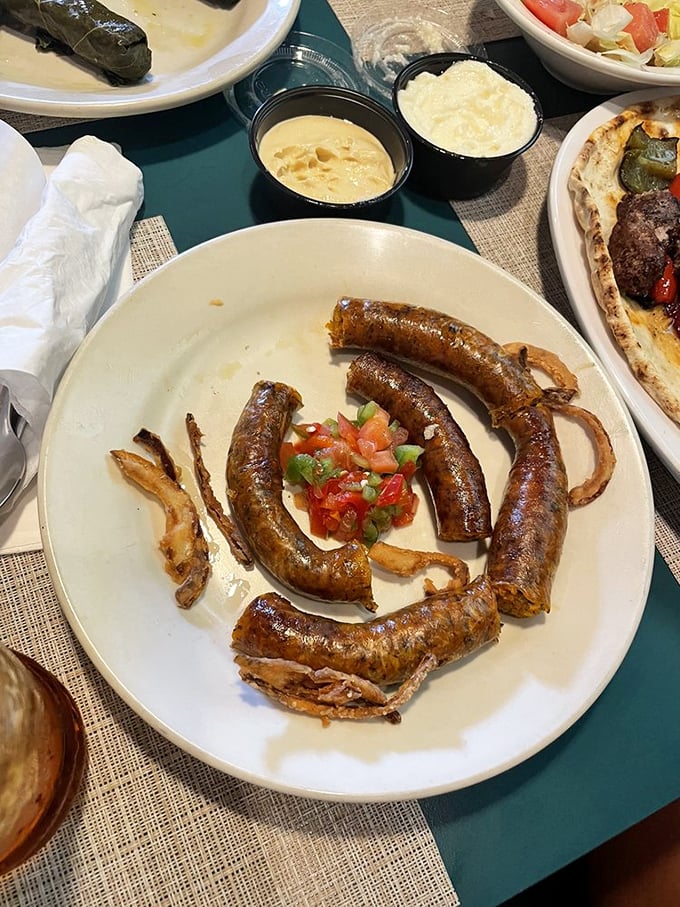 Traditional mombar sausages coiled like Egyptian treasures, ready to deliver authentic flavors from the Nile region.