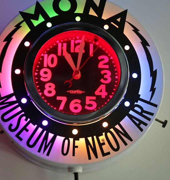 MONA's neon clock proves that even telling time can be an art form when bathed in the warm glow of noble gases.